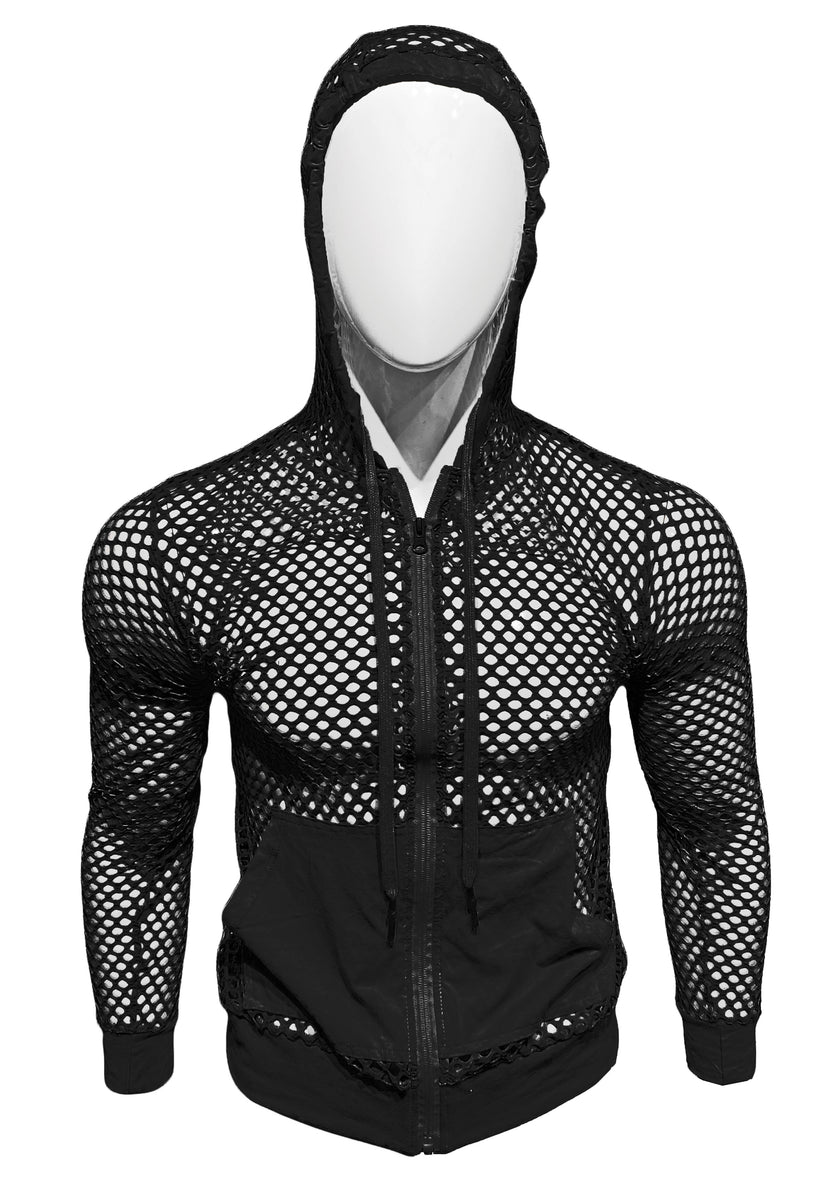 Fishnet Zip UP Hoodie - Black – Knobs SF