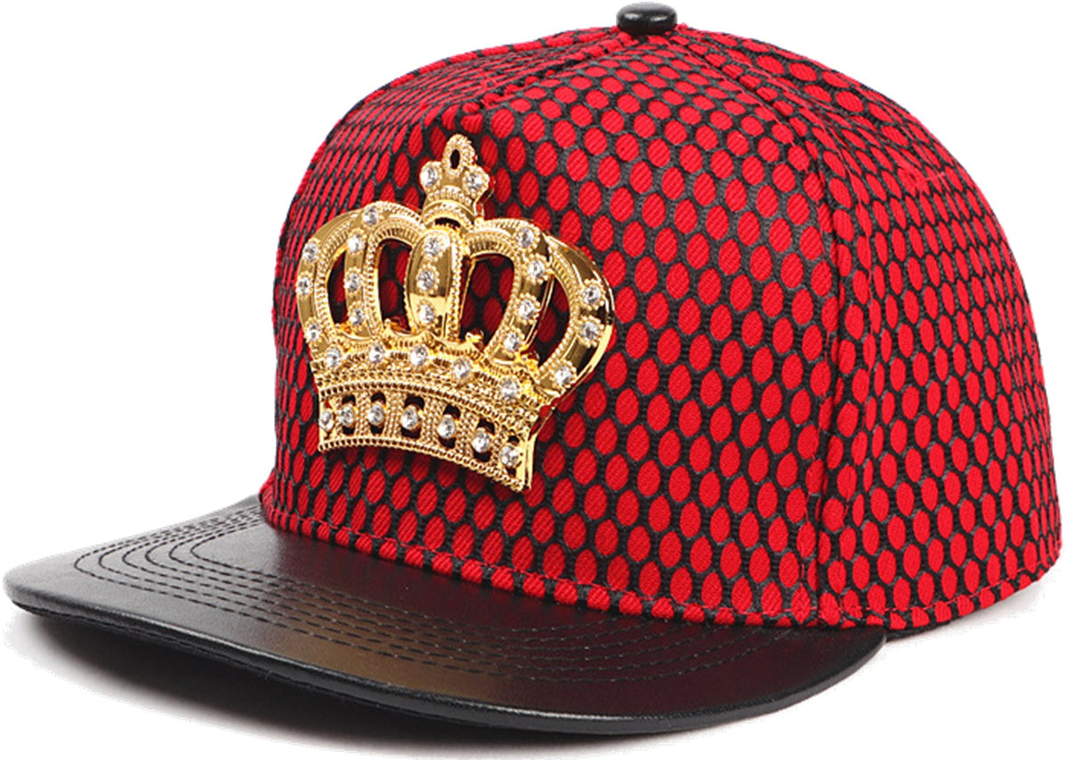 RED Crown Cap— Rhinestones on Crown – Knobs SF